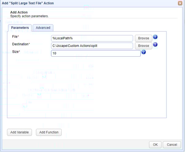 How To Split Large Text Files Using Actions Jscape